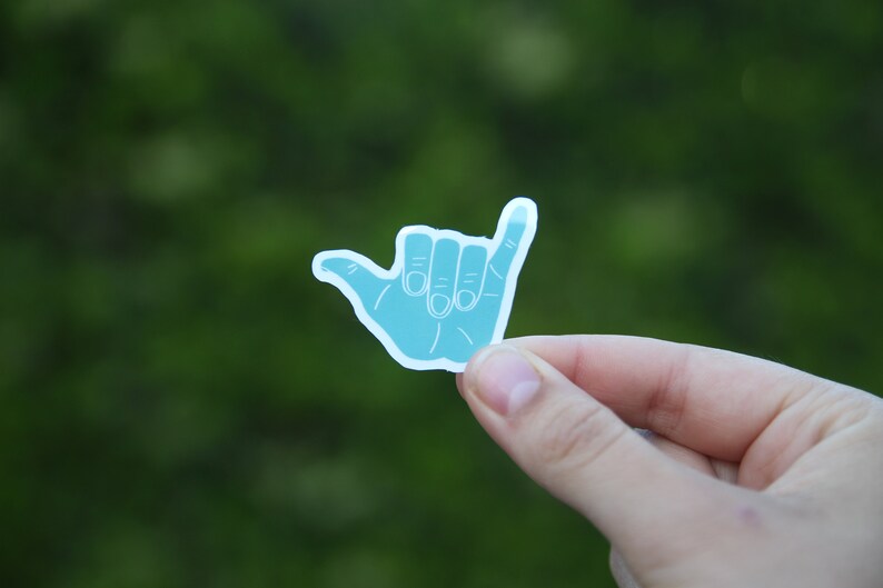 Hang Loose Vinyl Sticker Surf Shaka Blue | Etsy