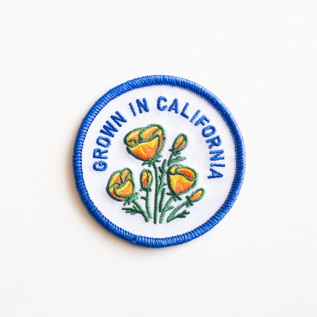 Grown in California - Embroidered Iron-on Patch - Golden State - State ...