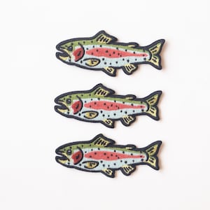 Rainbow Trout - Embroidered Iron-on Patch - Lake, Fish, Fishing, Hobby ...