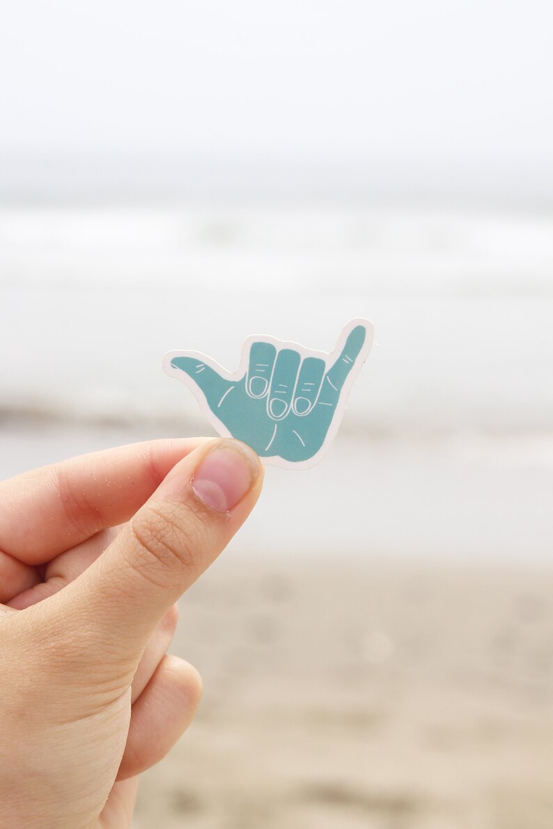 Hang Loose Vinyl Sticker Surf Shaka Blue | Etsy