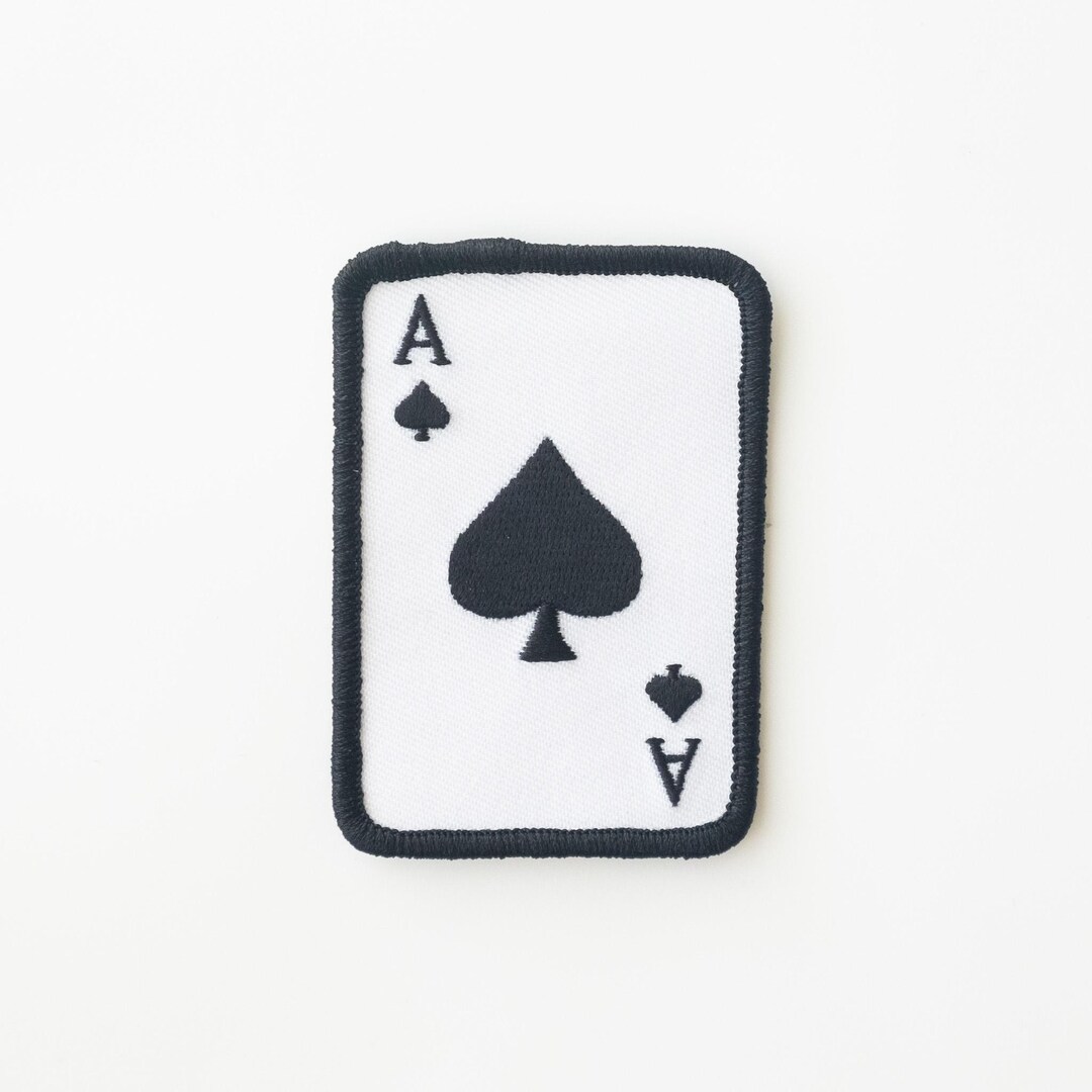 Ace of Spades - Embroidered Iron-on Patch - Playing Cards - Black and ...