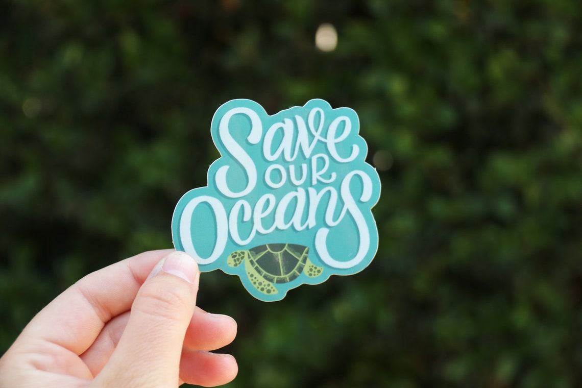 Save Our Oceans Vinyl Sticker Turtle Recycle Plastic | Etsy