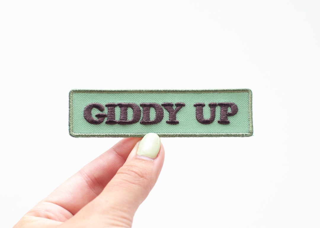 Giddy up - Embroidered Iron-on Patch - Western Green and Brown - Etsy