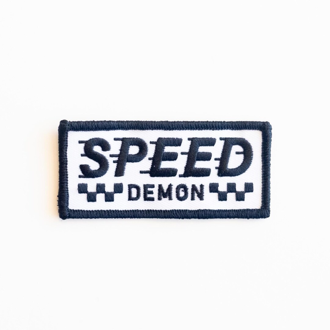 Speed Demon - Embroidered Iron-on Patch - Black and White Checkered - Etsy