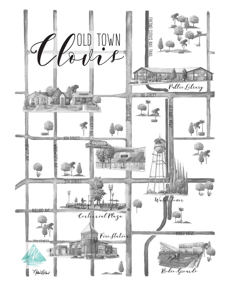 Mapa de Clovis California Casco Antiguo Clovis California - Etsy España