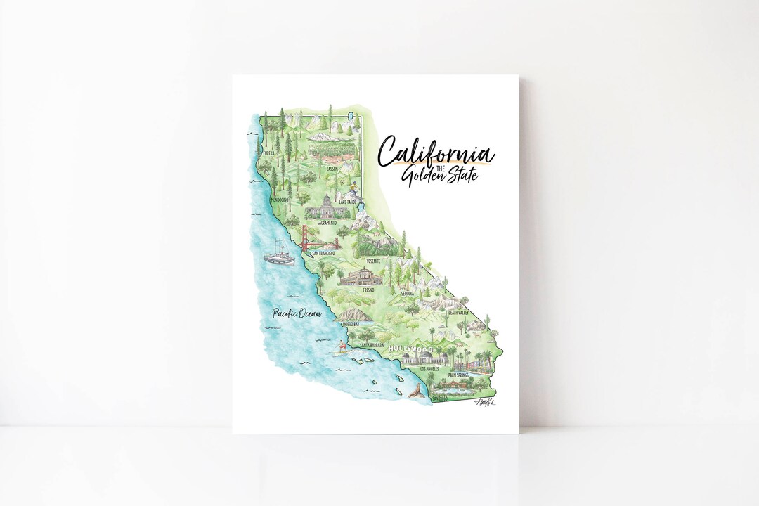 California Wall Art California Map Art, California Gift Idea ...