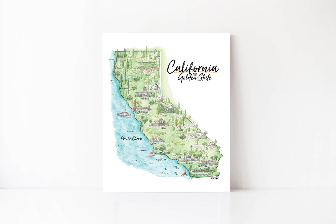 California Wall Art California Map Art, California Gift Idea ...