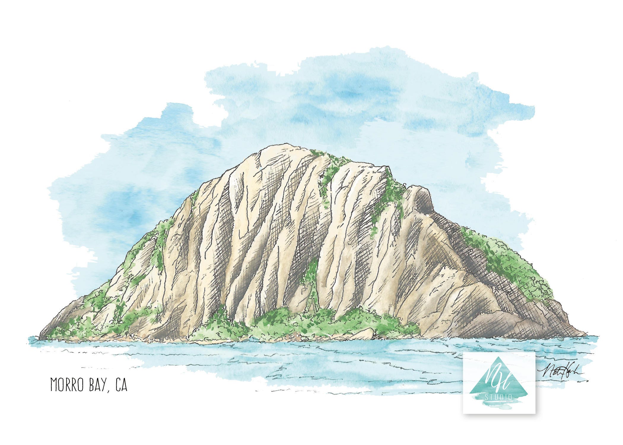 Morro Bay Painting of Morro Rock, California Coast Art, Morro Bay Print ...