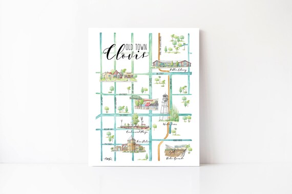 Clovis California Map Old Town Clovis California California - Etsy