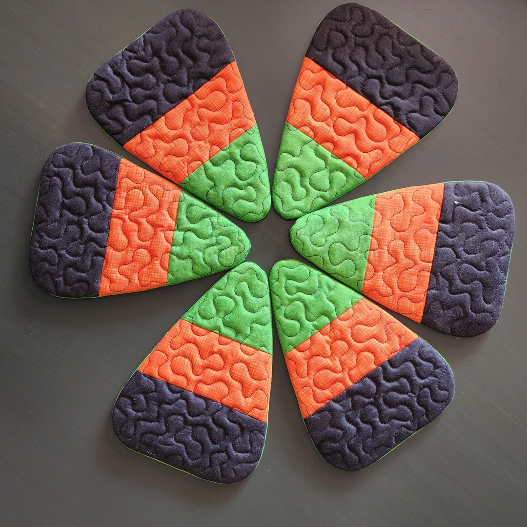 Set of Six Candy Corn Coasters/halloween Coasters/ Quilted Halloween ...