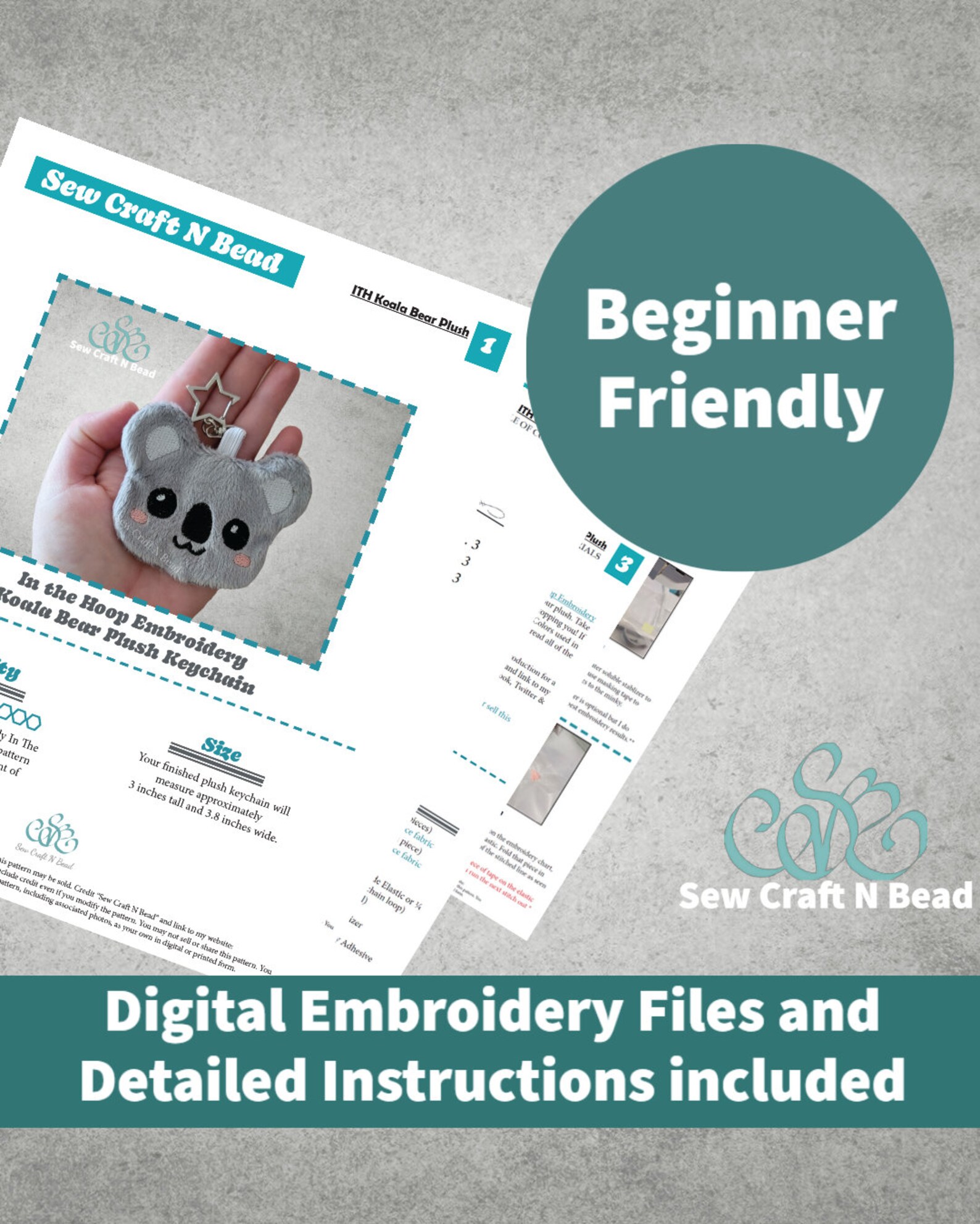 ITH Pattern in the Hoop Plush Pattern Koala Bear Plush - Etsy