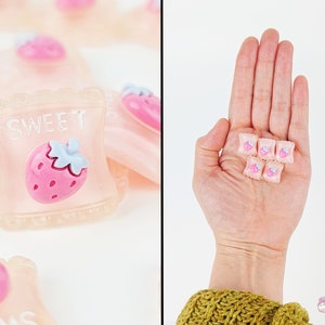 Strawberry Candy Resin Cabochon Charms DIY Crafts (5pcs) - Etsy