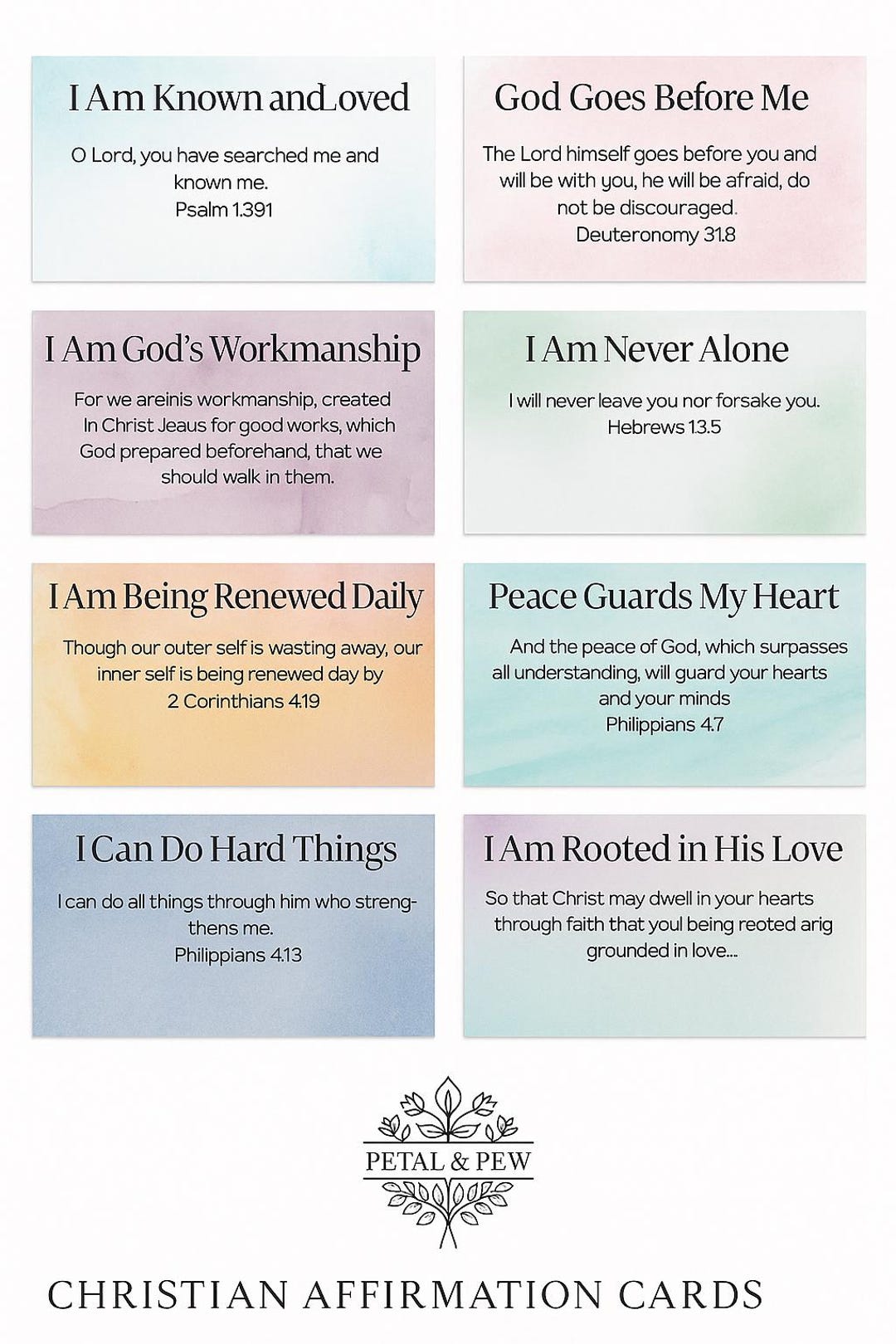 Christian Affirmation Cards | Printable Scripture Cards | Faith-based ...