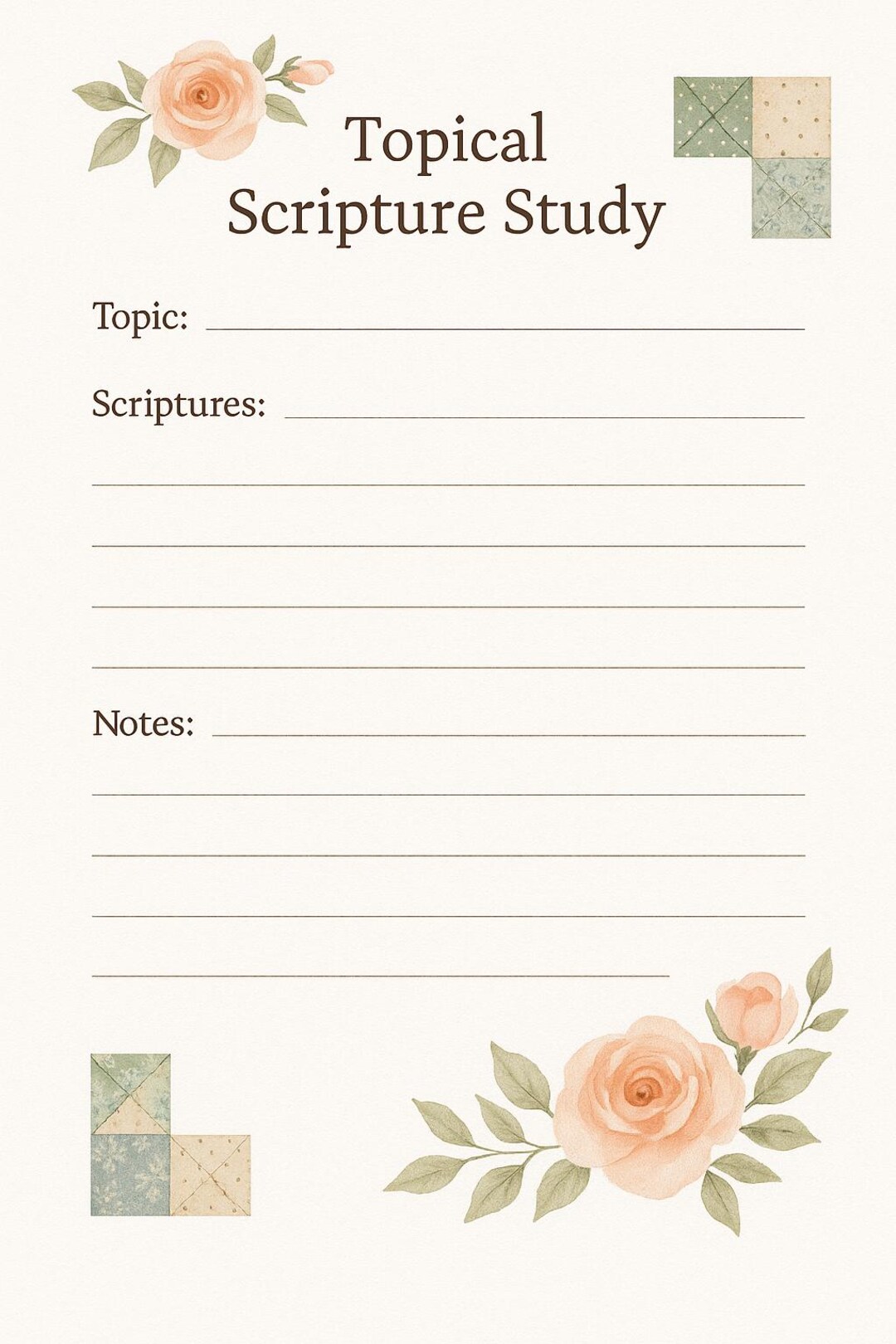 Topical Scripture Study Printable – Bible Verse Journal Page | Faith ...