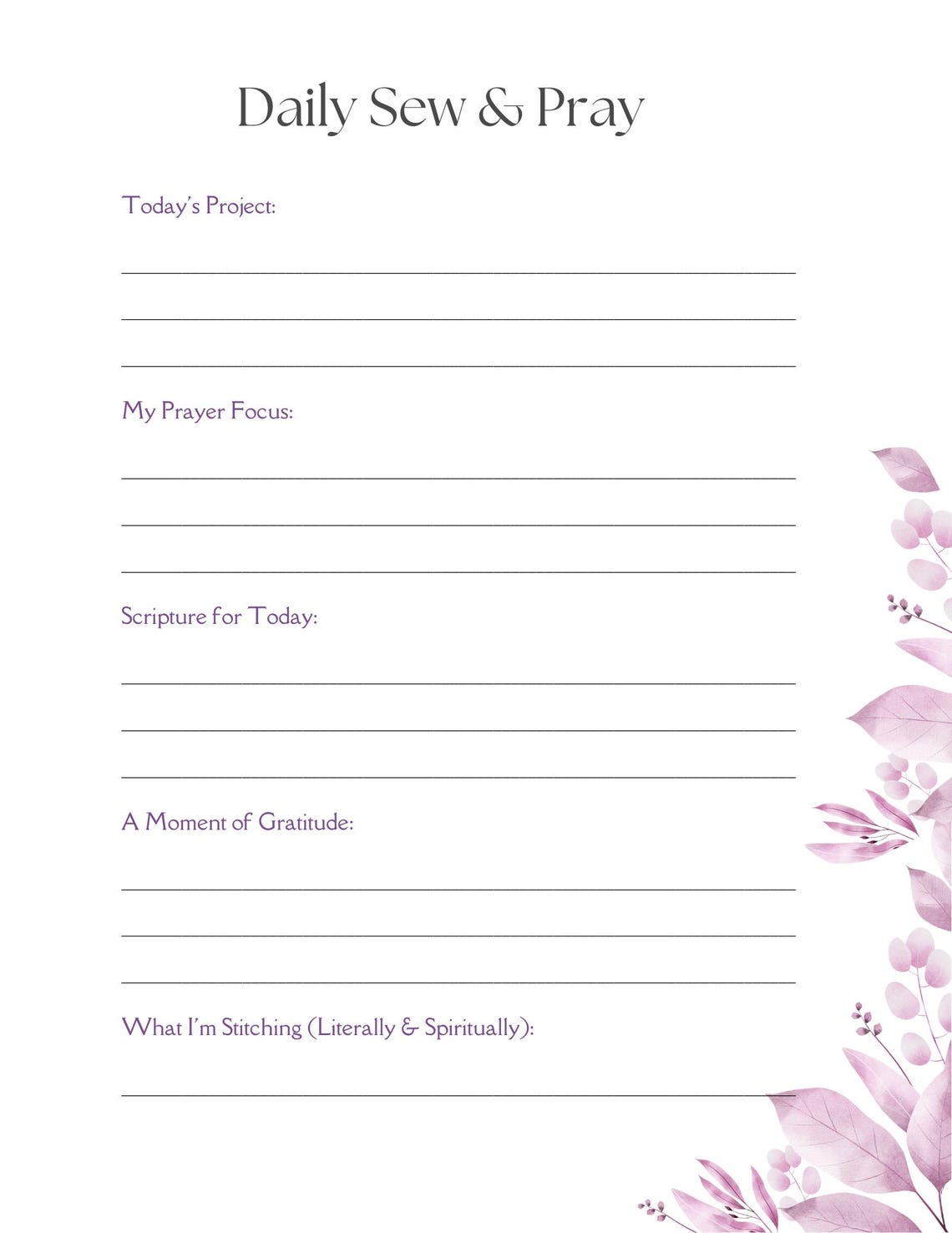 Sew & Pray Journal | Printable Christian Sewing Devotional | Prayer ...