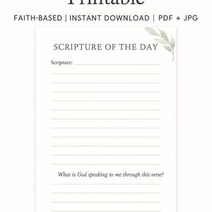 Topical Scripture Study Printable – Bible Verse Journal Page | Faith ...