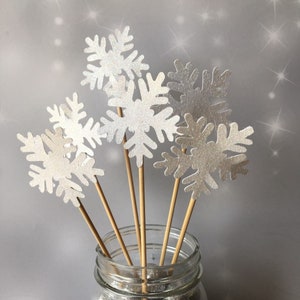 Glitter Snowflake Centerpiece Picks, 2" Snowfake Sets of 6, 12, 24 ...