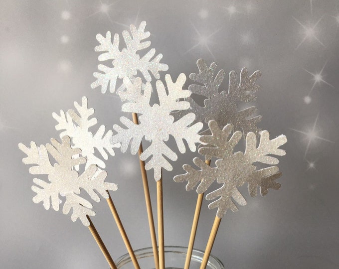 Glitter Snowflake Centerpiece Picks, 2 Snowfake Sets of 6, 12, 24 ...