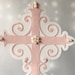 Fancy Pearl & Pink Cross Cake Top, Girl Communion Cake Topper, Baptism ...
