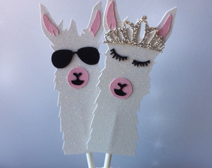 Llama Cupcakes, Llama Cupcake Topper, Glitter Llamas, Llama Birthday ...