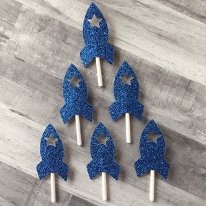 Rocket Cupcake Toppers, Rocket & Moon Toppers, Two the Moon Party ...
