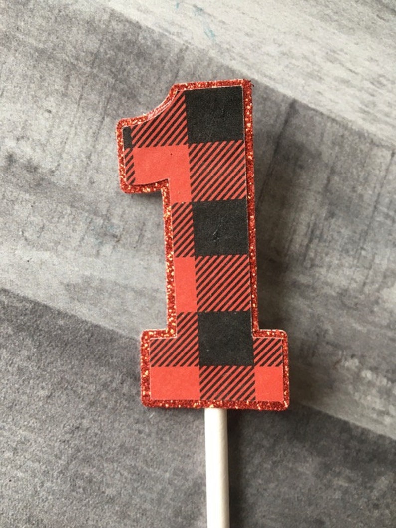 Buffalo Plaid One Cupcake Toppers, Lumberjack First Birthday Decoration ...