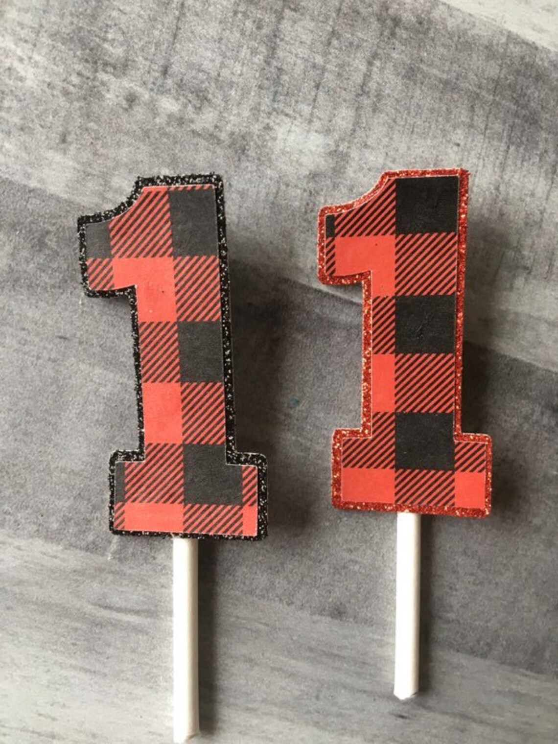 Buffalo Plaid One Cupcake Toppers, Lumberjack First Birthday Decoration ...