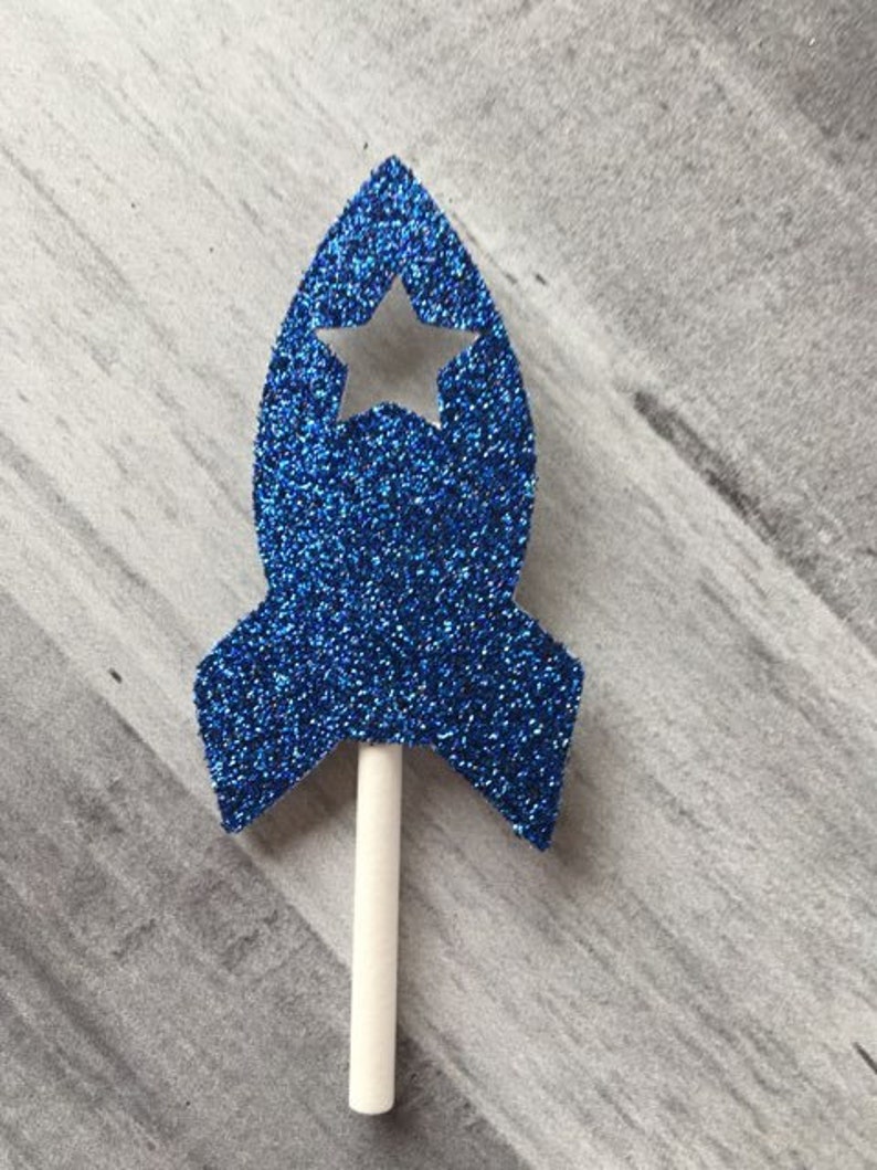 Rocket Cupcake Toppers, Rocket & Moon Toppers, Two the Moon Party ...