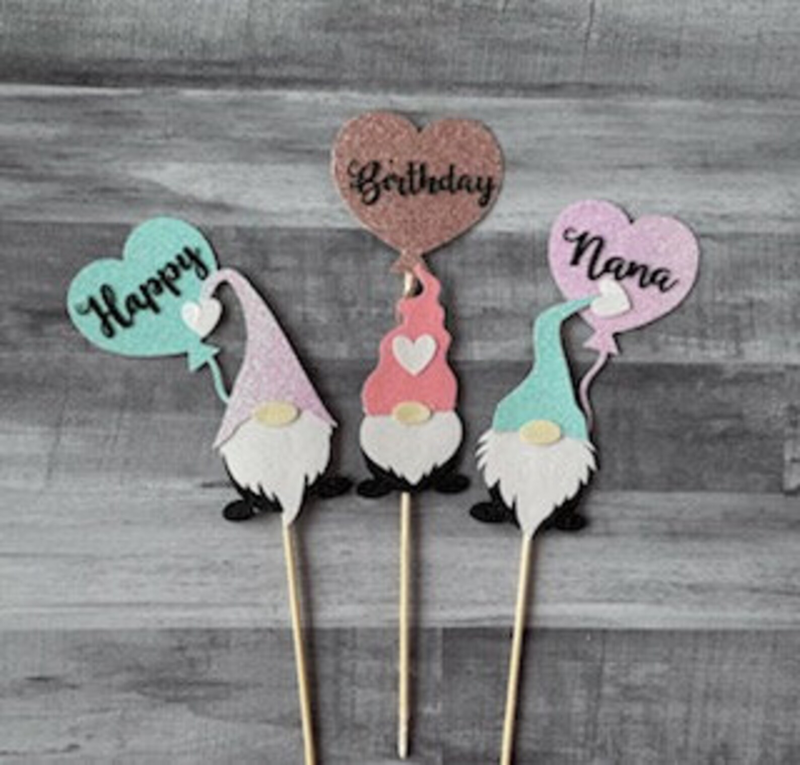 Gnome Birthday Cake Topper 2 or 3 Piece Set Nordic Gnome | Etsy