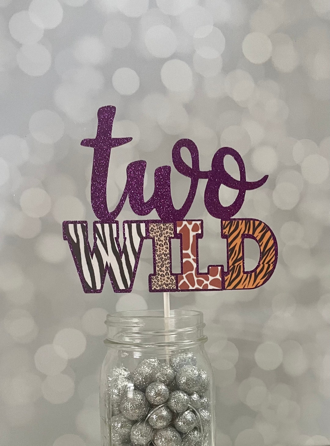 Two Wild Cake Topper, Animal Print Cake Decoration, Jungle Safari Party ...