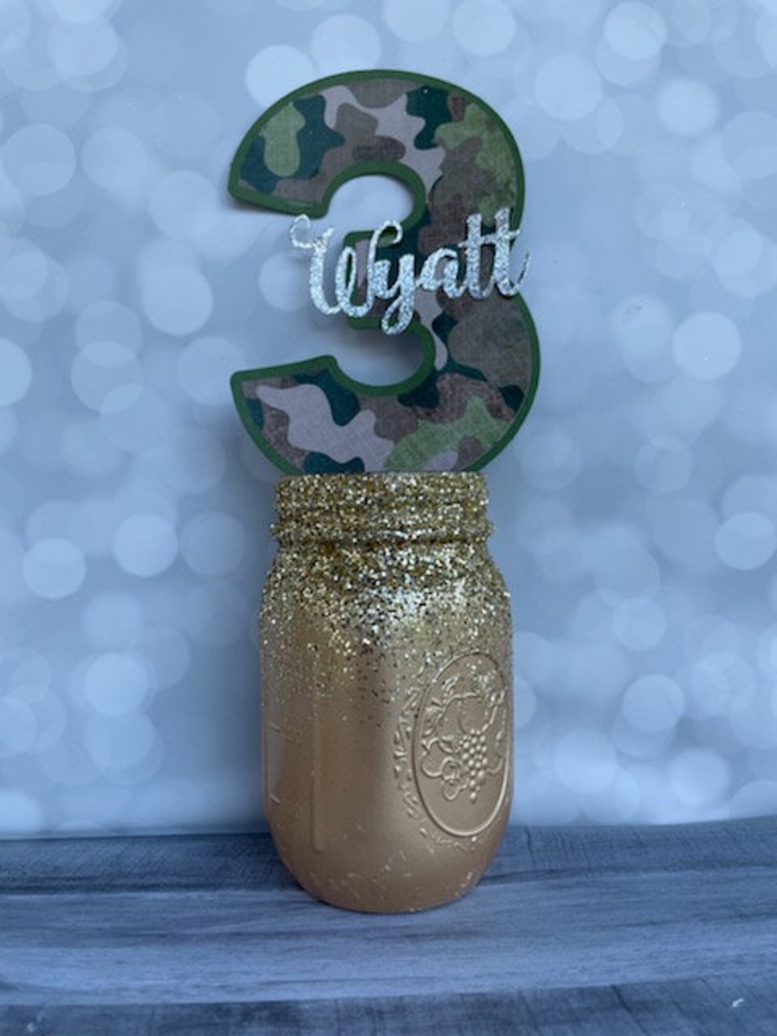 Camouflage Birthday Cake Topper, Personalized Name & Age Topper, Camo ...