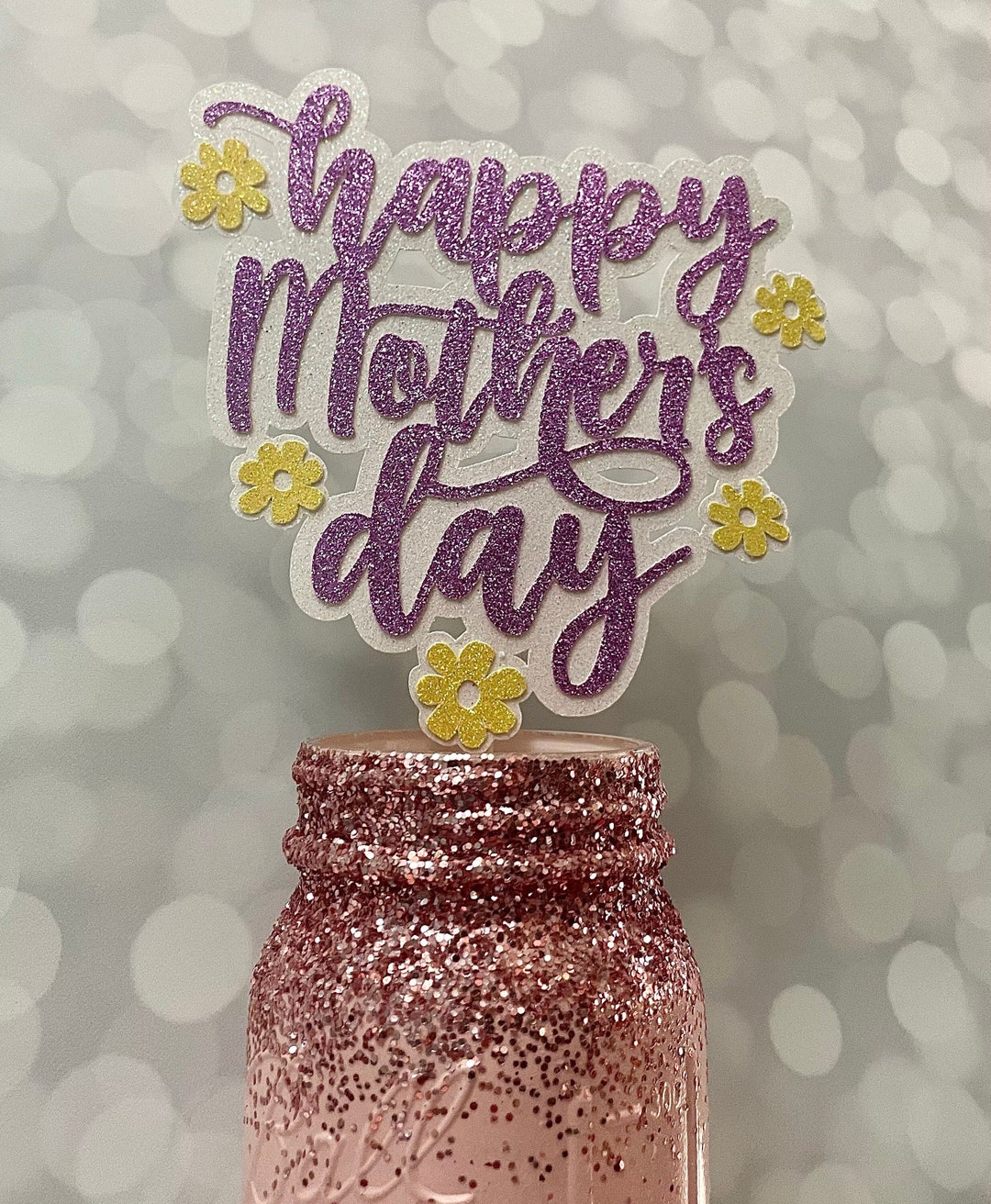 Mother's Day Cake Topper, Glitter Cake Decoration for Mom, Mother's Day ...