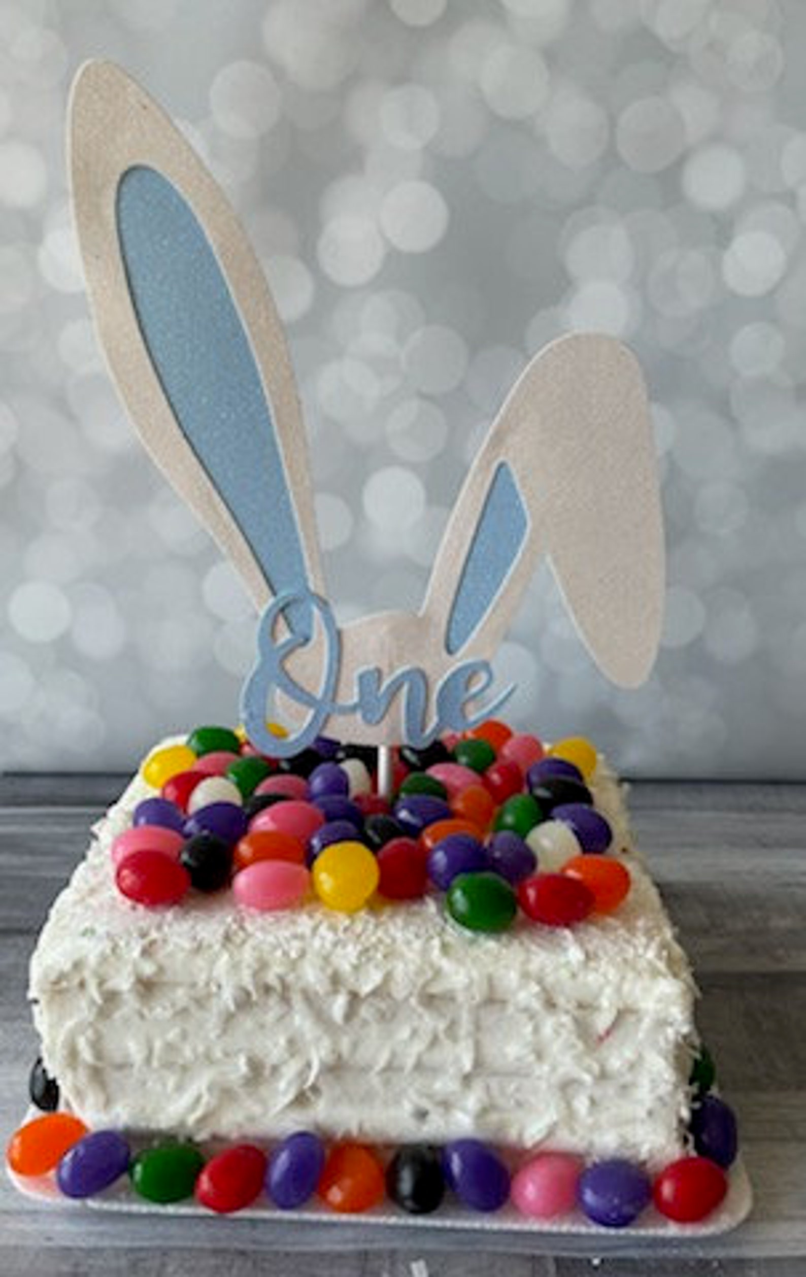 Bunny Ear Cake Topper Personalized Custom Birthday Cake - Etsy