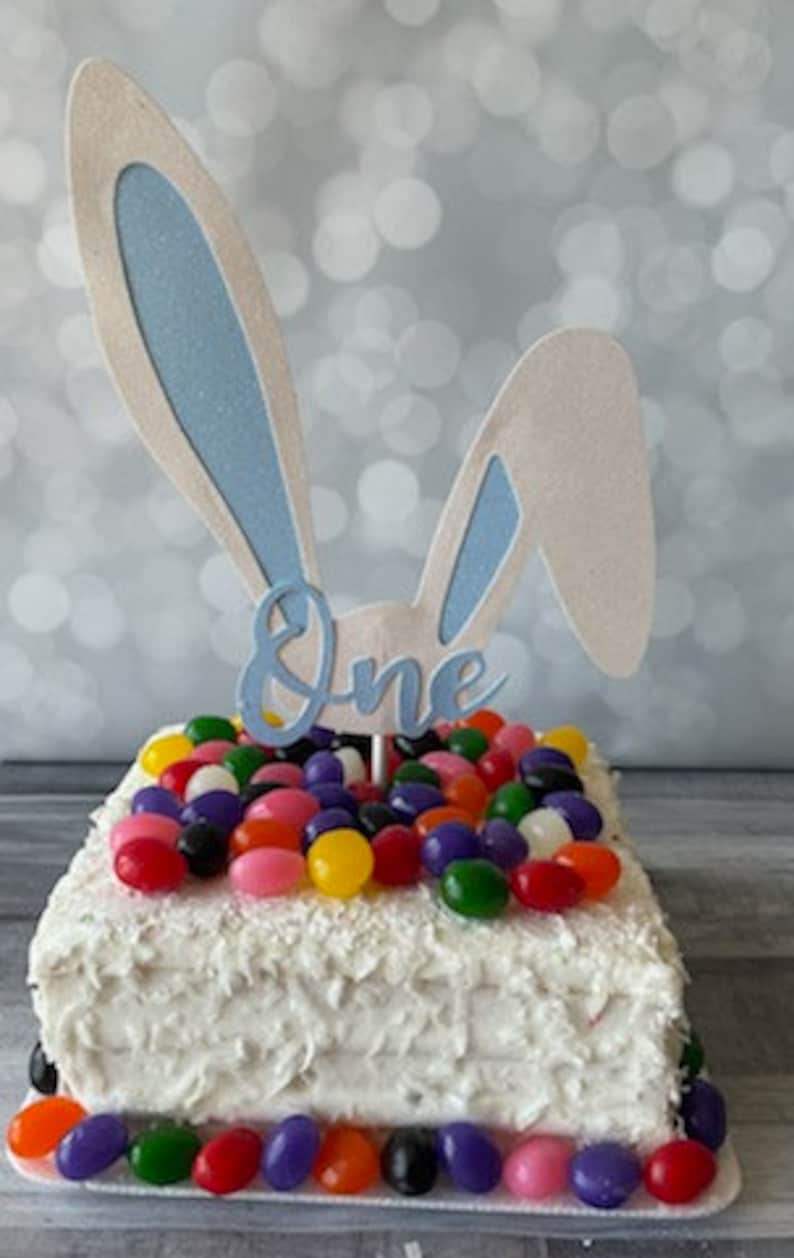 Bunny Ear Cake Topper Personalized Custom Birthday Cake - Etsy