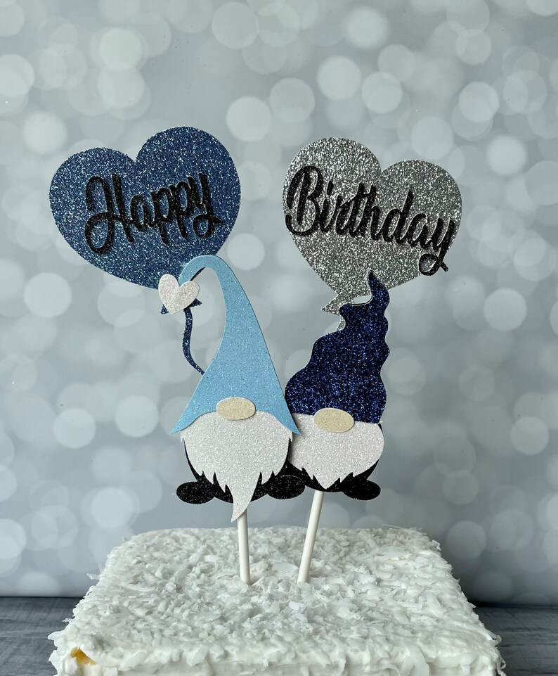 Gnome Birthday Cake Topper 2 or 3 Piece Set Nordic Gnome - Etsy
