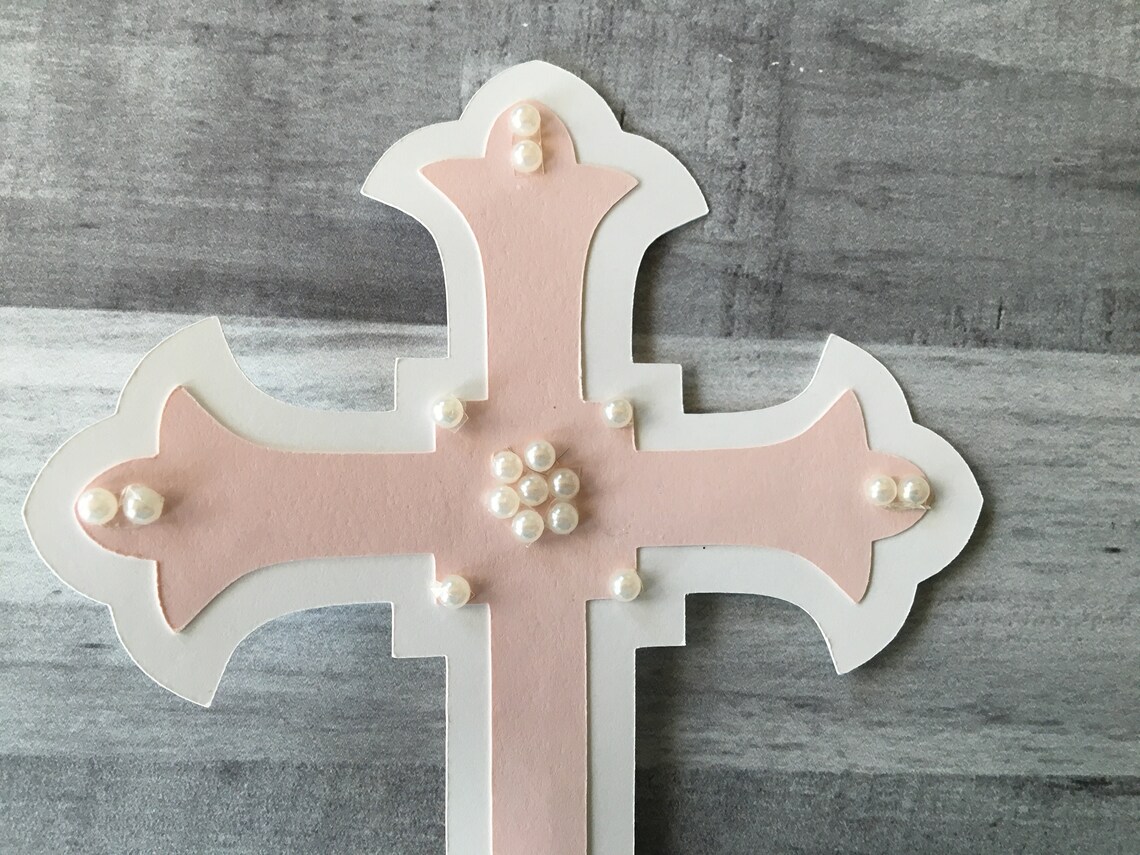 Pink & Pearl Cross Cake Top Communion Cake Topper Baptism - Etsy