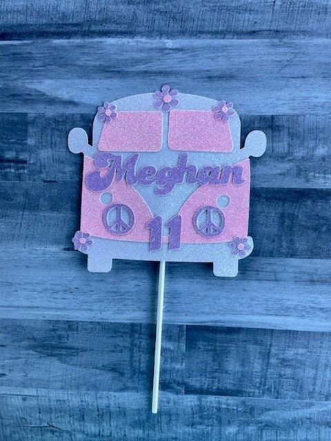 Hippie Van Cake Topper Personalized Pastel Retro Van Party - Etsy