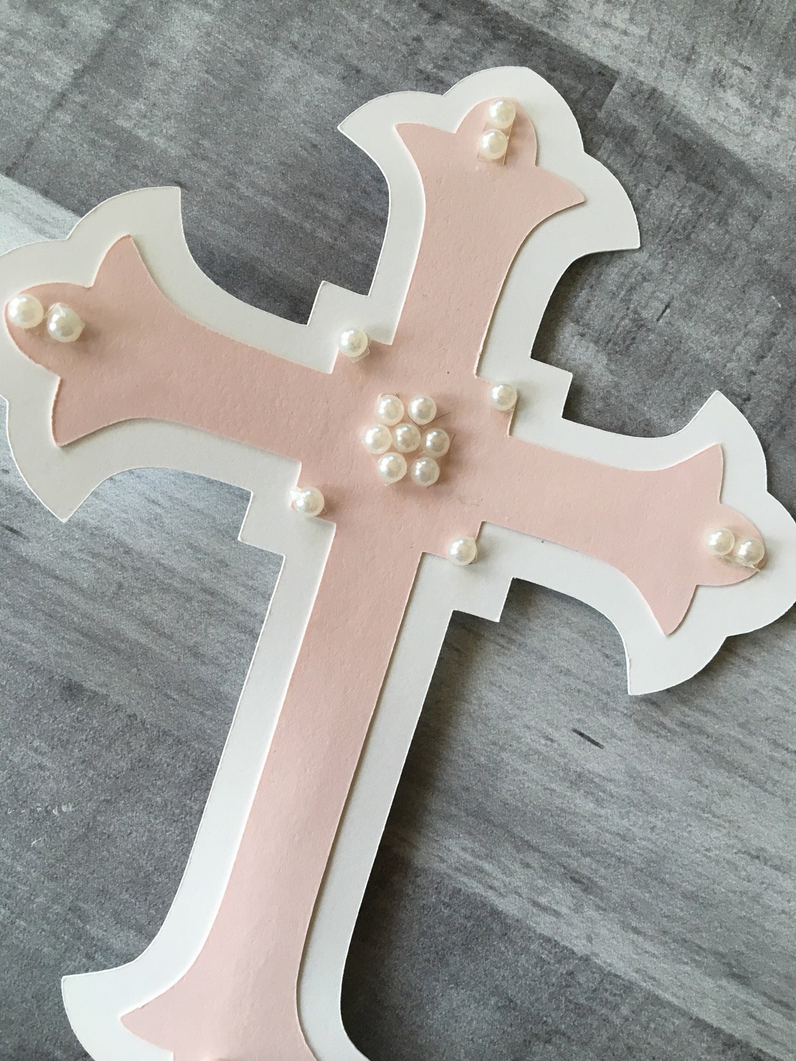 Pink & Pearl Cross Cake Top Communion Cake Topper Baptism - Etsy