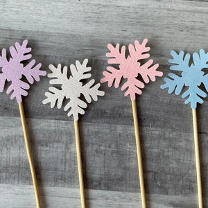 Pastel Glitter Snowflake Centerpiece Picks, 2" Snowflakes, Winter ...