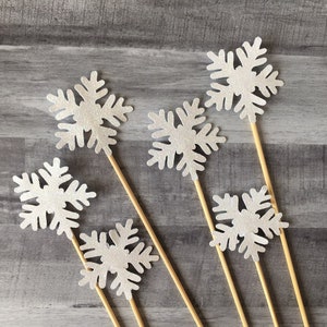 Glitter Snowflake Centerpiece Picks, 2" Snowfake Sets of 6, 12, 24 ...
