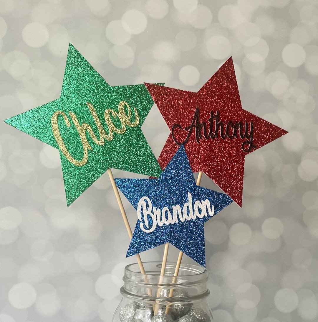 Personalized Star Centerpiece Picks, Graduation Decoration, Custom Baby ...