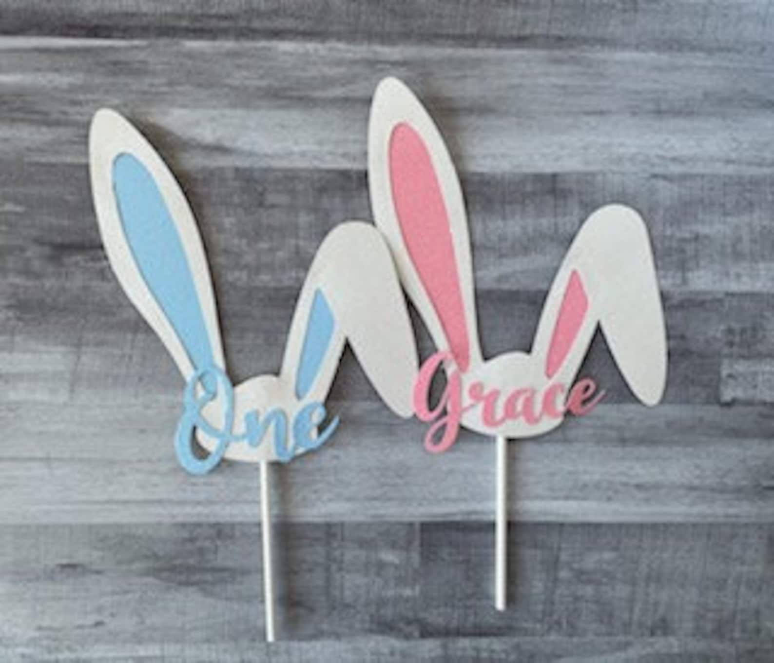 Bunny Ear Cake Topper Personalized Custom Birthday Cake - Etsy