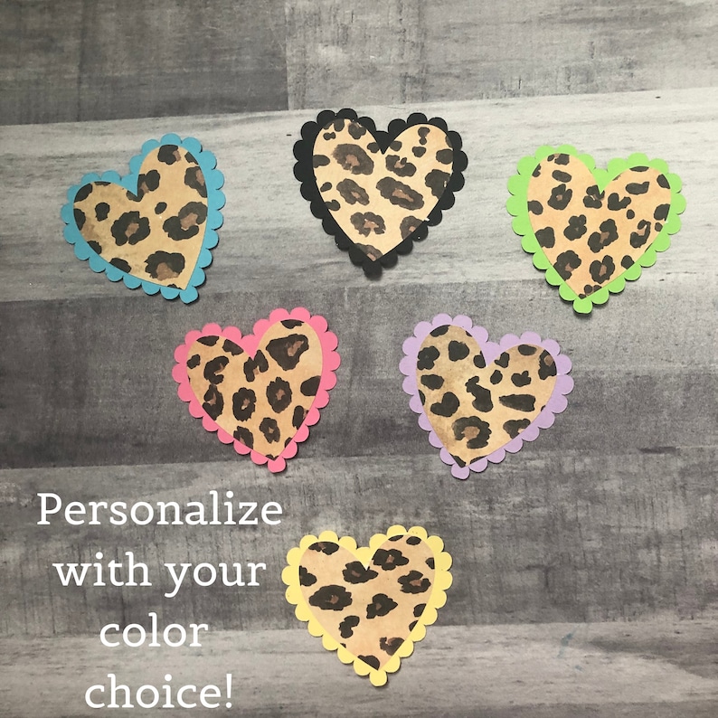 Leopard & Pink Heart Cupcake Toppers Animal Print | Etsy