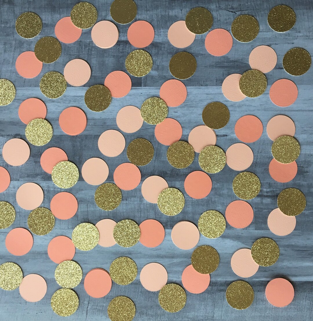 Coral and Glitter Gold Table Confetti for Bridal or Baby Shower ...