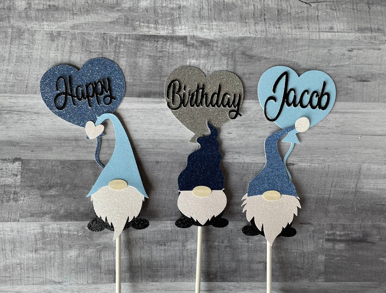 Gnome Birthday Cake Topper 2 or 3 Piece Set Nordic Gnome - Etsy