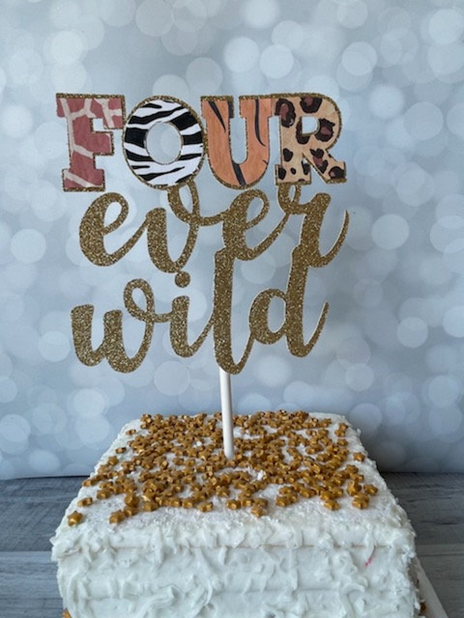 Four Ever Wild Cake Topper Animal Print Cake Decoration | Etsy