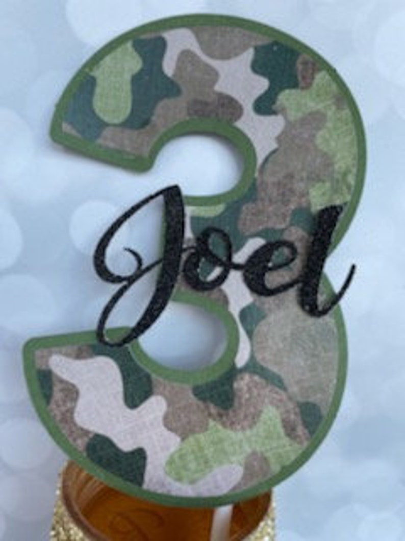 Camouflage Birthday Cake Topper, Personalized Name & Age Topper, Camo ...