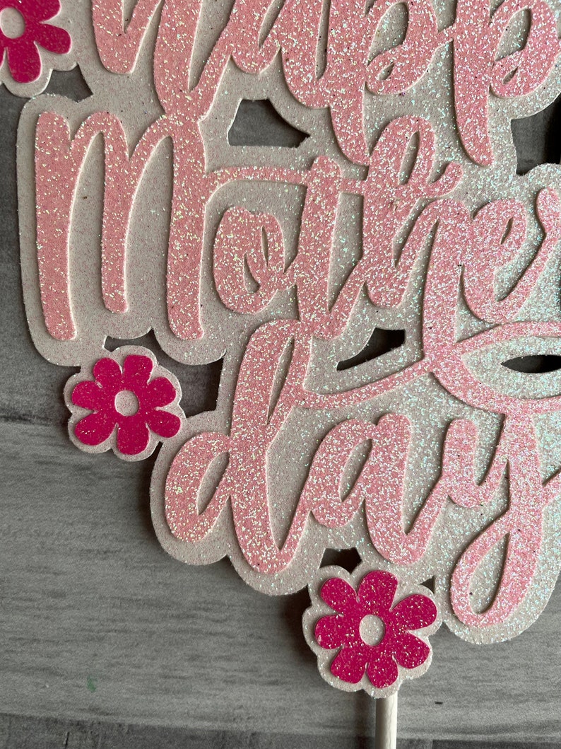 Mother's Day Cake Topper, Glitter Cake Decoration for Mom, Mother's Day ...