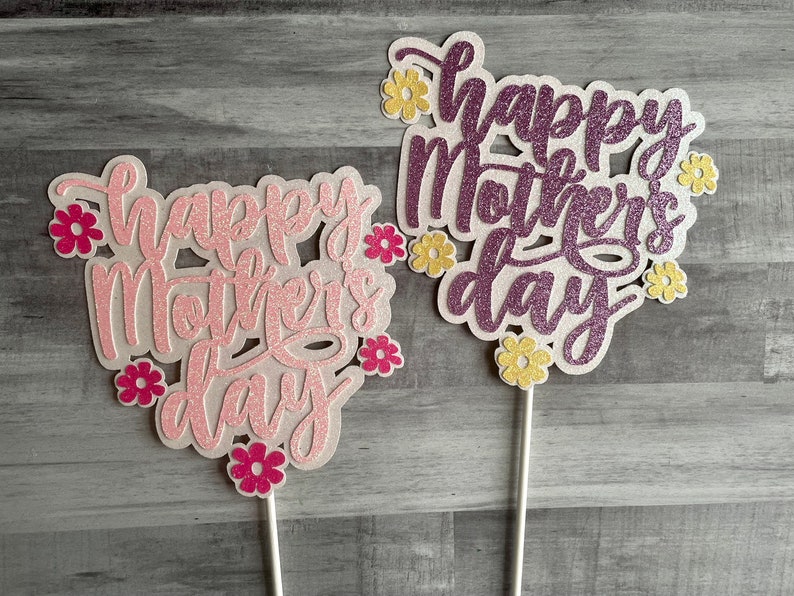 Mother's Day Cake Topper, Glitter Cake Decoration for Mom, Mother's Day ...