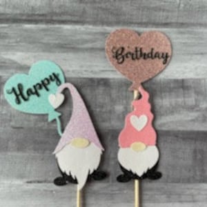 Gnome Birthday Cake Topper 2 or 3 Piece Set Nordic Gnome | Etsy